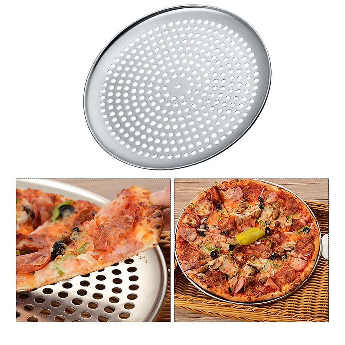 YARDWE Pizza Pan for Oven, 9 inch Nonstick Round Pizza Baking Sheet, Stainless Steel Pizza Pan with Holes, Nonstick Bakeware for Home Baking Kitchen Oven Restaurant (9 inch)