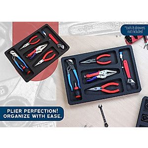 Polar Whale Tool Drawer Organizer Small Pliers Holder Insert Black Durable Foam Tray 15 x 10 Inches 5 Pockets Holds 3 Small Pliers Up To 8 Inch Long Fits Craftsman Husky Kobalt Milwaukee Many Others