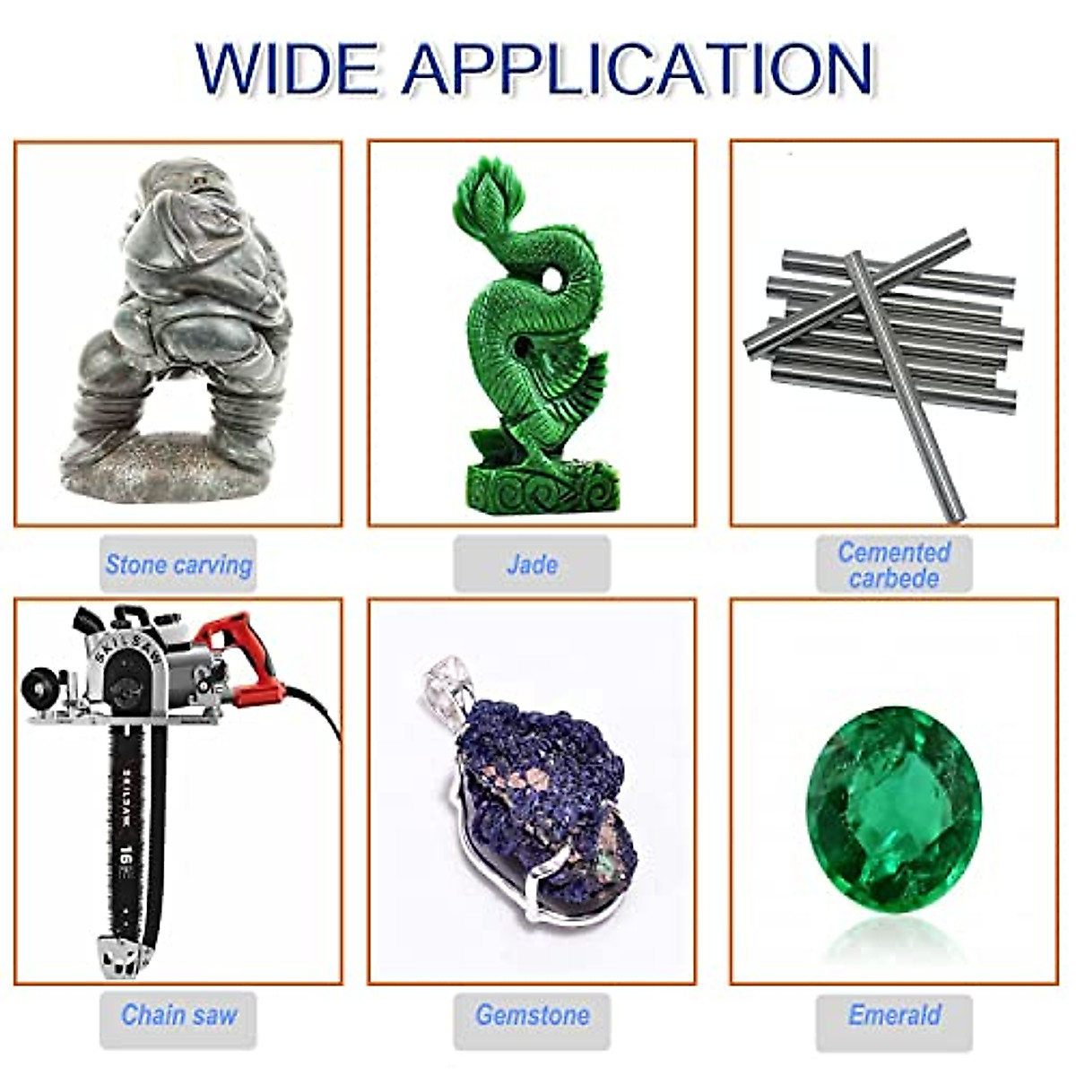 Burr Grinding Stone File - 15Pcs 3 Sizes Diamond Chainsaw Sharpener Rotary Bit Set Polishing Sharpening Garden Tool for Lawn Mower Chainsaw Parts Garden, 4.0/4.8/5.5mm