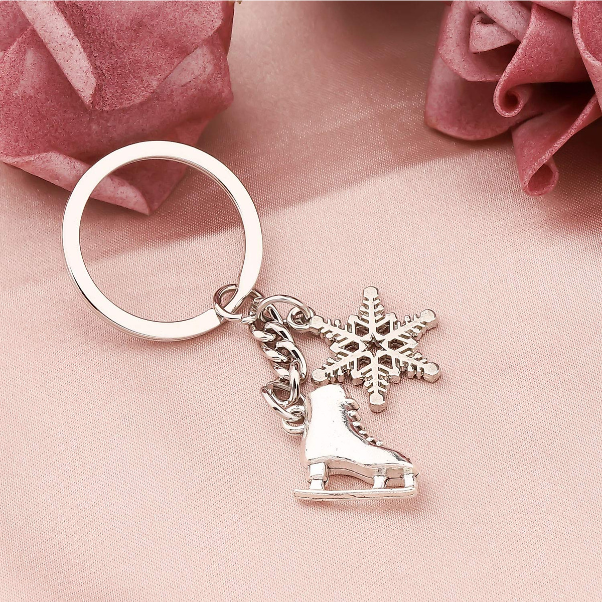 AKTAP Ice Skate Pendant Keychain Sport Skater Jewelry Snowflake Gift for Skate Lovers (Ice Skate Keychain)