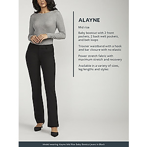 JAG Jeans Women's Alayne Mid Rise Baby Bootcut Jeans, Black, 8