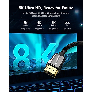 Silkland 8K HDMI ARC/eARC Cable 2.1 for Soundbar 3.3ft, 8K@60Hz, 4K@120Hz Ultra High Speed HDMI Cord Dolby Atoms 48Gbps, HDR10 HDCP 2.2&2.3 Compatible for Vizio Samsung Bose Sound bar, UHD TV,Blu-ray