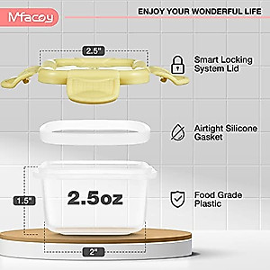 Mfacoy 6 Pack Salad Dressing Container To Go, 2.5 OZ Plastic Condiment Containers with Lids, BPA Free Condiment Cups, Leak Proof and Reusable Small Containers with Lids for Lunch Box Picnic Travel