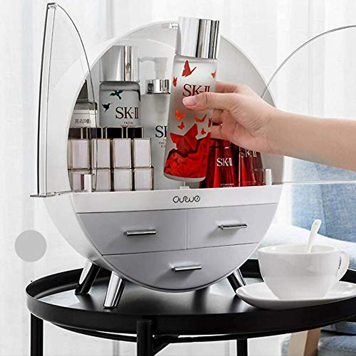 MIUOPUR Makeup Organizer Box, Large Cosmetic Display Case with Drawers, Comes with Lipstick Holder, Skincare Organizers Storage Box, Dust Water Proof, Great for Bedroom Dresser, Bathroom Countertop