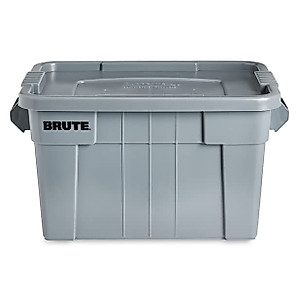 Rubbermaid Commercial Products Brute Tote Storage Container with Lids-Included, 20-Gallon, Gray, Rugged/Reusable Boxes for Moving/Storing in Garage/Basement/Attic/Jobsite/Truck/Camping, 2 Pack