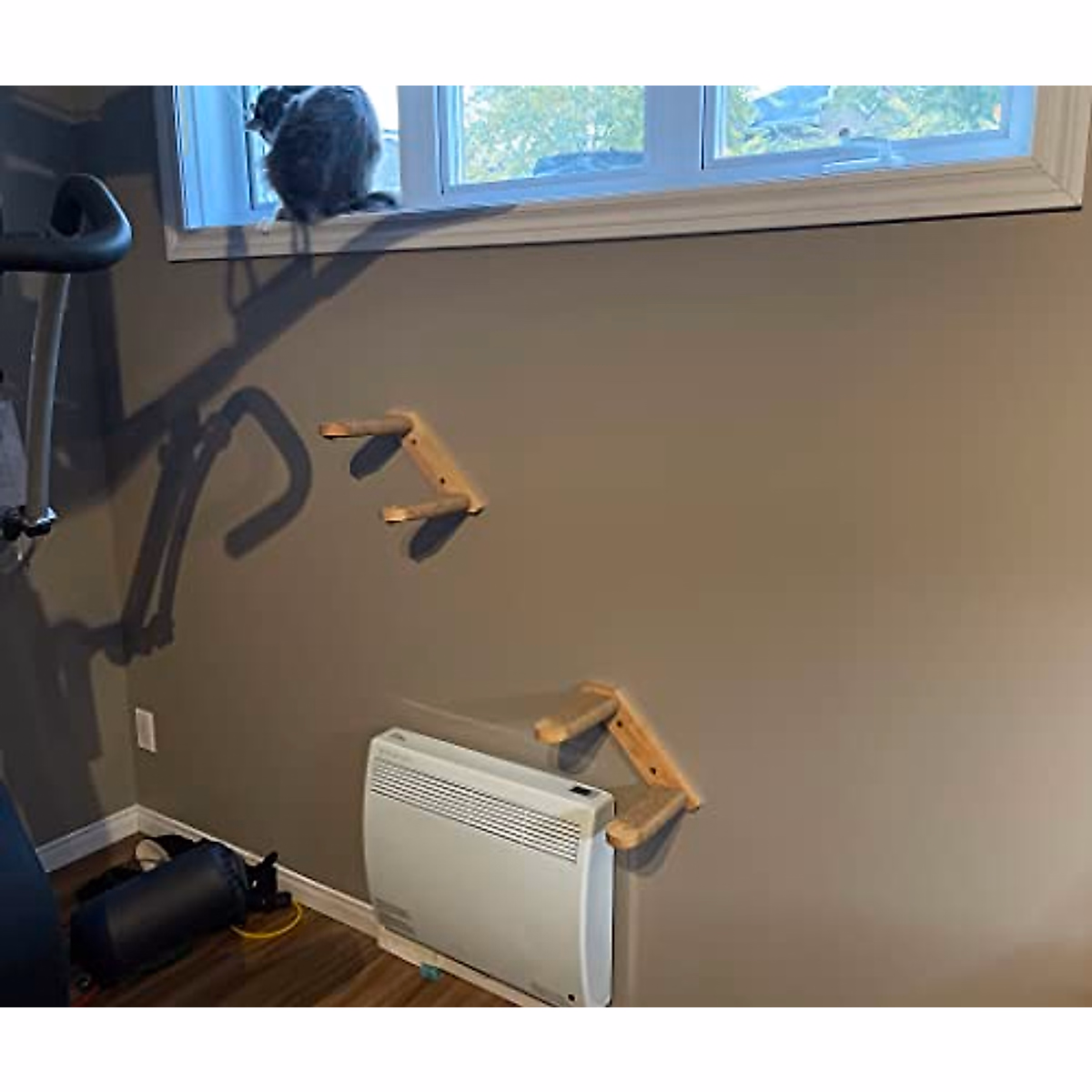 Cat Wall Mounted Shelf Furniture,Cat Climbing Shelves,with Jute Scratching for Indoor Cats Four Steps Stairs,Heavy Duty Wooden Cats Perch Platform (Big-Right to Left)