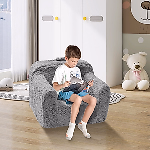VEVOR Kids Armchair, Kids Sofa with High-Density 25D Sponge, Snuggly-Soft Toddler Chair, Sherpa Fabric Reading Couch for Bedroom and Playroom