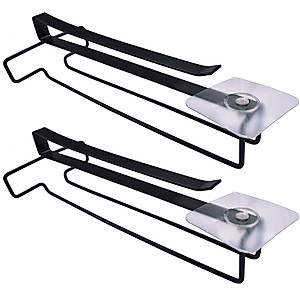 Vanktion Shelf Wine Glass Holder Hanging Wine Stemware Rack Under Cabinet Glasses Hanging Organizer for Bookshelf Open Pantry Kitchen Cabinets No Drill Easy to Install (Black, 2)