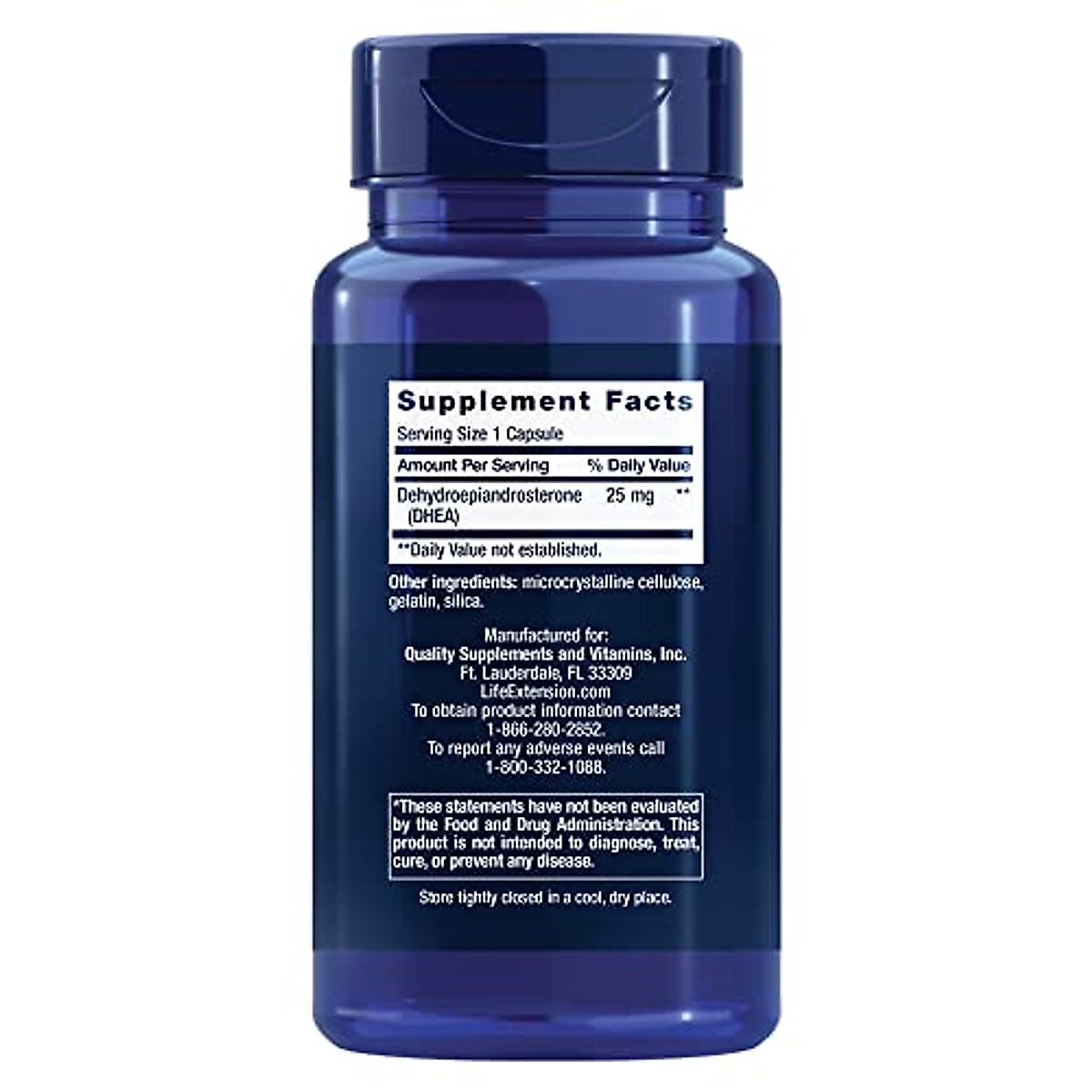 Life Extension DHEA 25 mg – For Optimal Hormone Balance, Immune & Cardiovascular Health and Anti-Aging – Promotes Healthy Mood & Well-Being - Non-GMO, Gluten-Free, 100 Capsules