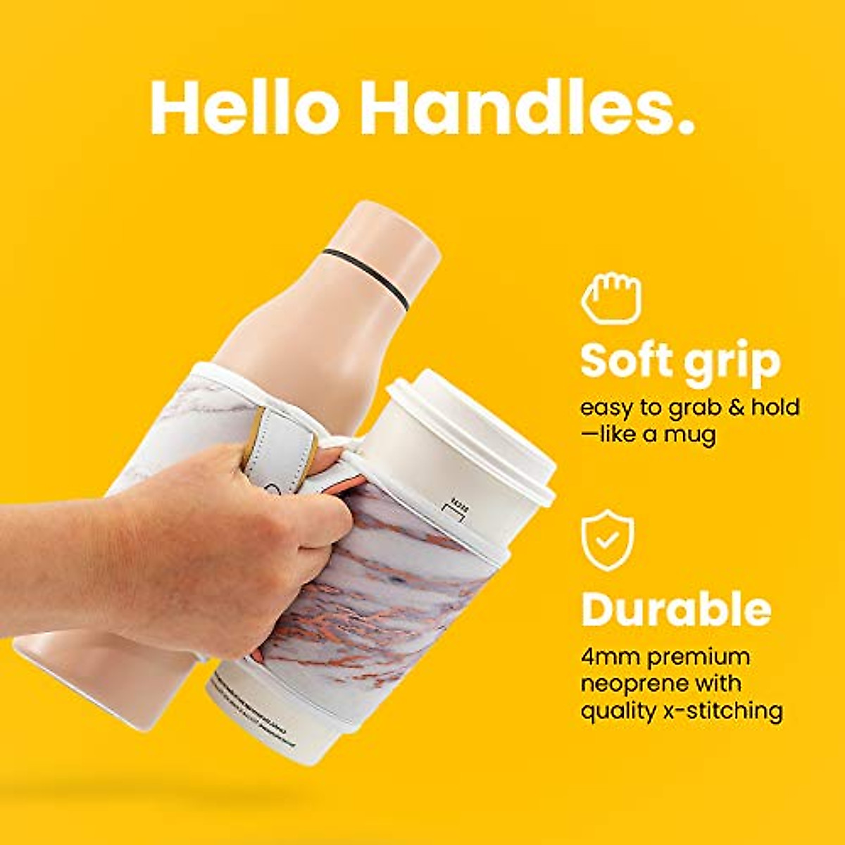 GoCuff Hot And Iced Coffee Cup Reusable Sleeves Neoprene Insulator with Handle for Cold And Hot Beverage Coozies For Soda, Latte, Tea Coffee Cups – Tired As Mother 2.0 (Medium)