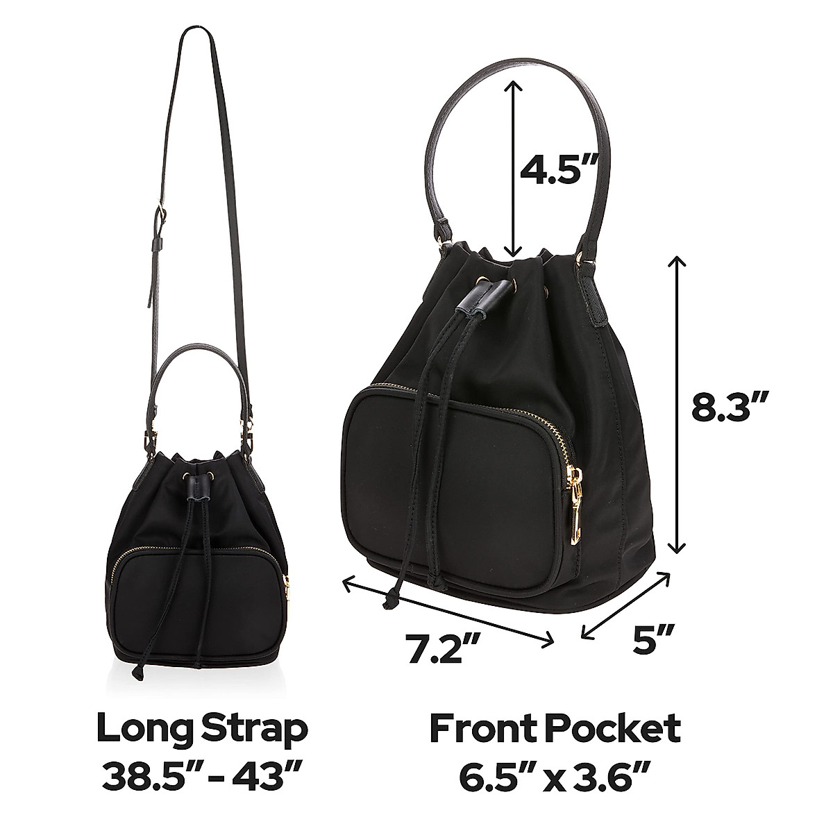 1071 Nylon Roomy Crossbody Bucket Bags Water Proof Purses Wristlet Handbags