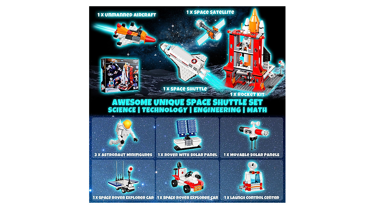 12-in-1 Space Shuttle STEM Building Toy Kit for Kids 6-12