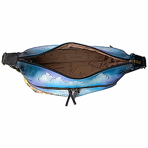 Anna by Anuschka Women's Genuine Leather Medium Shoulder Hobo | Zip-Top Organizer with Side-Zip Pockets | Moon Lit Capri