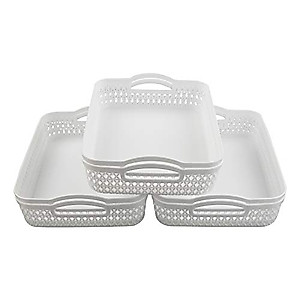 Nesmilers Plastic Storage Tray Baskets, 6-Pack White Basket Trays