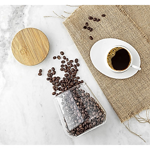 JoyJolt Cookie Jar. 1 Large Glass Jars With Bamboo Lids Set. For Kitchen Counter, Rice Jar, Candy Jar, Flour and Sugar Containers Canisters, 31-OZ Big Glass Jar with Lid, Airtight Glass Storage