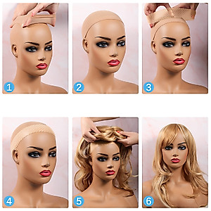 3 Pieces Nylon Wig Caps, Transparent Silicone Wig Headbands for Women Unisex Non-Slip Sports Yoga Lace Front Wigs (Dark Brown, Light Brown, Orange)