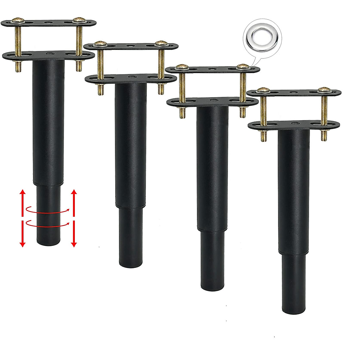 KTURRZ 4Pcs Adjustable Metal Bed Frame Support Legs, Bed Frame Center Slats Heavy Support Leg, Extra Durable Steel Furniture Feet, for King Bed Sofa Furniture Cabinet Feet Legs(7.08"-13.3")