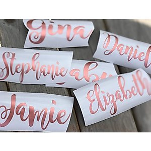 Personalized Bridesmaid Vinyl Decal ONLY DIY for Tumblers Cups Rose Gold on Champagne Glasses Maid of Honor Gifts