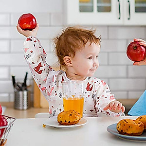 2 Pcs Long Sleeved Bib Set | Baby Waterproof Bibs with Pocket Bundle | Toddler Bib with Sleeves and Crumb Catcher | Play Smock Apron | 6-24 Months