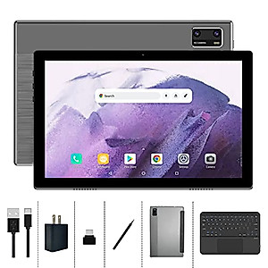 BNHGK Tablet with Keyboard 10.1 Inch Android 10.0 Tablets with 6+128GB Dual Sim Card 5+13 MP Camera, WiFi, Bluetooth, Cellular, GPS, HD Touchscreen
