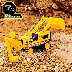 Tonka Steel Classics Trencher - Made with Steel & Sturdy Plastic, Yellow Toy Construction Truck, Boys and Girls, Kids, Toddlers, Ages 3+