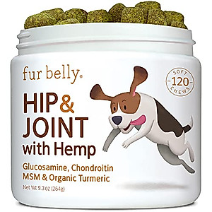Glucosamine for Dogs - Hip and Joint Supplement Dogs - Glucosamine Chondroitin for Dogs with MSM, Hemp, Turmeric & Omega 3 - Dog Hip and Joint Supplement - Dog Pain Relief, 120 Soft Dog Joint Chews