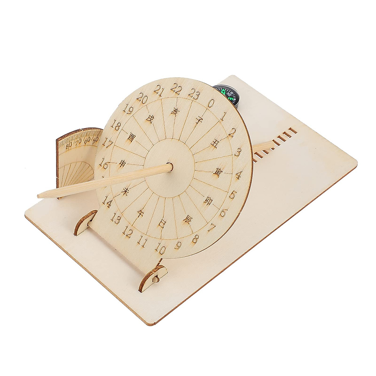 iplusmile Equatorial Sundial Clock DIY Teaching Aid Educational Tool Wooden Scientific Model