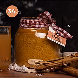 A Cheerful Giver — Honey Pear Cider - 34oz Papa Scented Candle Jar with Lid - Keepers of the Light - 155 Hours of Burn Time, Gift for Women, Orange
