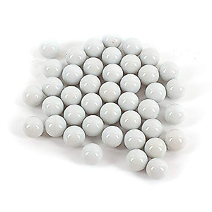Shiny Stone High Luster Reflective Round Glass Beads,Glass Pebbles,Glass Marble,Glass Ball for Fire Pit Aquarium Succulent Garden DIY Decoration,16mm,46pcs,275g in a jar. (Porcelain White)