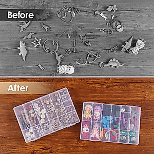 QUEFE 3 Pack 36 Grids Clear Plastic Organizer Storage Box Container, Craft Storage with Adjustable Dividers for Beads, Art DIY, Crafts, Jewelry, Fishing Tackle with Label Stickers