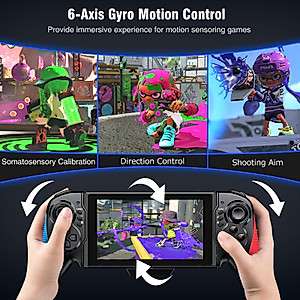 Switch Controller for Switch/Switch OLED, Rechargeable Plug-in Switch Controller, One Piece Ergonomic Grip Switch Controller for Handheld Mode with Turbo,Dual Vibration,6-Axis Motion Control,Red-Blue