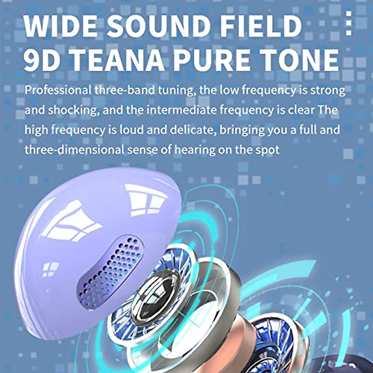 Wireless Earbuds Bluetooth in Ear Light-Weight Headphones Built-in Microphone Immersive Premium Sound with Charging Case purp