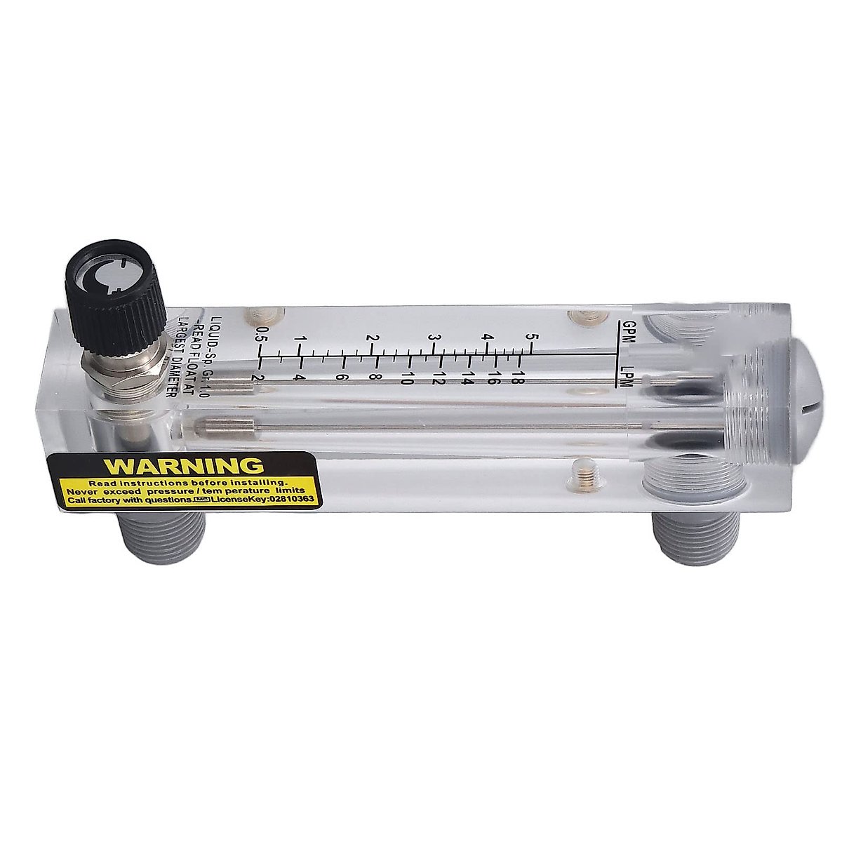 Liquid Flowmeter, Panel Type High Accuracy Water Meter Acrylic Transparent Adjustable Fluid Meter for Measure and Control The Rate of Liquid Medium, 0.5-5GPM