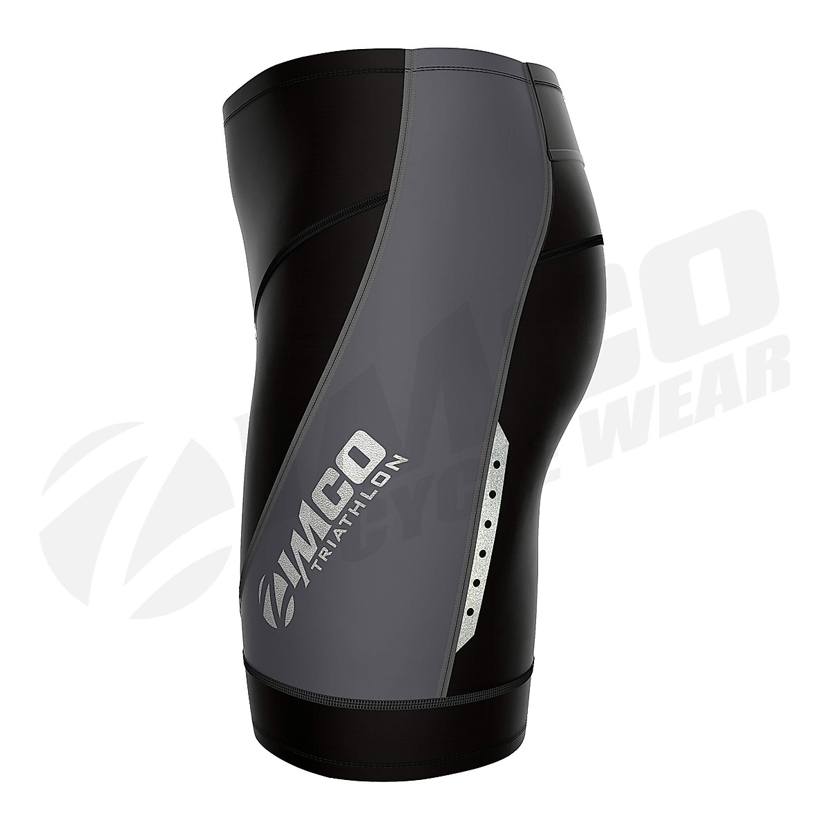 Zimco Active Triathlon Shorts Mens Tri Shorts Mens 2 Rear Pockets (Gray, Medium)