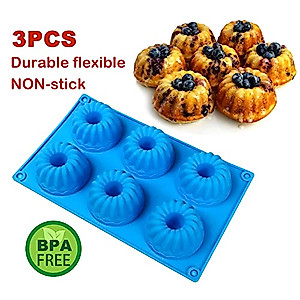 Sidosir Mini Fluted Tube Cake Pan, 6Cavity Heritage Fluted Tube Cake Silicone Mold for Baking,Non Stick Fancy Molds for Fluted Tube Cake (Fluted Tube)