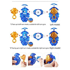 Bey Battle Burst Gyro Blade Toy Set Great Birthday Gift for Children Kids Boys 6 8 + Metal Fusion Attack Top Battling Burst 4 Spinning Tops 2 Two-Way Launcher