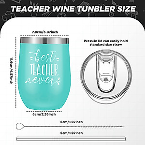 Didaey 12 Pcs Teacher Appreciation Gifts Bulk 12 oz Teacher Appreciation Cups for Women with 6 Best Teacher Ever Cup and 6 Keychains Thank You Teacher Birthday Retirement Gifts(Multicolor)