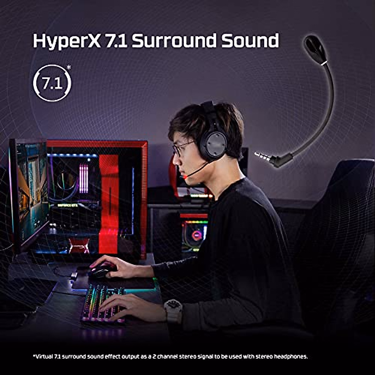 Microphone Replacement for Kingston HyperX Cloud Flight/Flight S Wireless Gaming Headset, Detachable Mic Boom with LED Mute Indicator on PC PS5 PS4 Xbox Series X/S