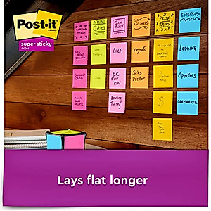 Post-it Super Sticky Full Stick Notes, 3x3 in, 12 Pads, 2x the Sticking Power, Energy Boost Collection, Bright Colors (Orange, Pink, Blue, Green), Recyclable (F330-12SSAU)