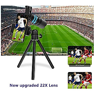 Selvim Phone Camera Lens Phone Lens Kit 4 in 1, 22X Telephoto Lens, 235° Fisheye Lens, 0.62X Wide Angle Lens, 25X Macro Lens, Compatible with iPhone 7 8 11 pro max X XS XR Android Samsung