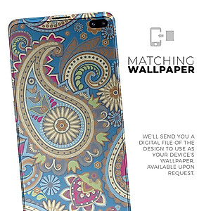 DesignSkinz Subtle Blue & Yellow Paisley Pattern Protective Vinyl Decal Wrap Skin Cover Compatible with The Samsung Galaxy S20 (Screen Trim & Back Glass Skin)