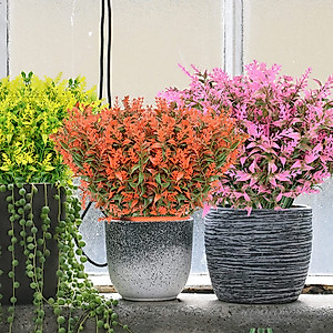 Fake Flowers Artificial Lavender - Bioc 10 Bundles UV Resistant Bouquets Plastic Plants Real Touch Flowers for Wedding Home Garden Window DIY Indoor Outdoor Decor (Red)