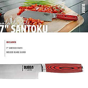 BUBBA Kitchen Series 7" Santoku Knife, an all-purpose kitchen knife for produce, veggies, fish or meat with a premium German Steel Blade for all your kitchen needs