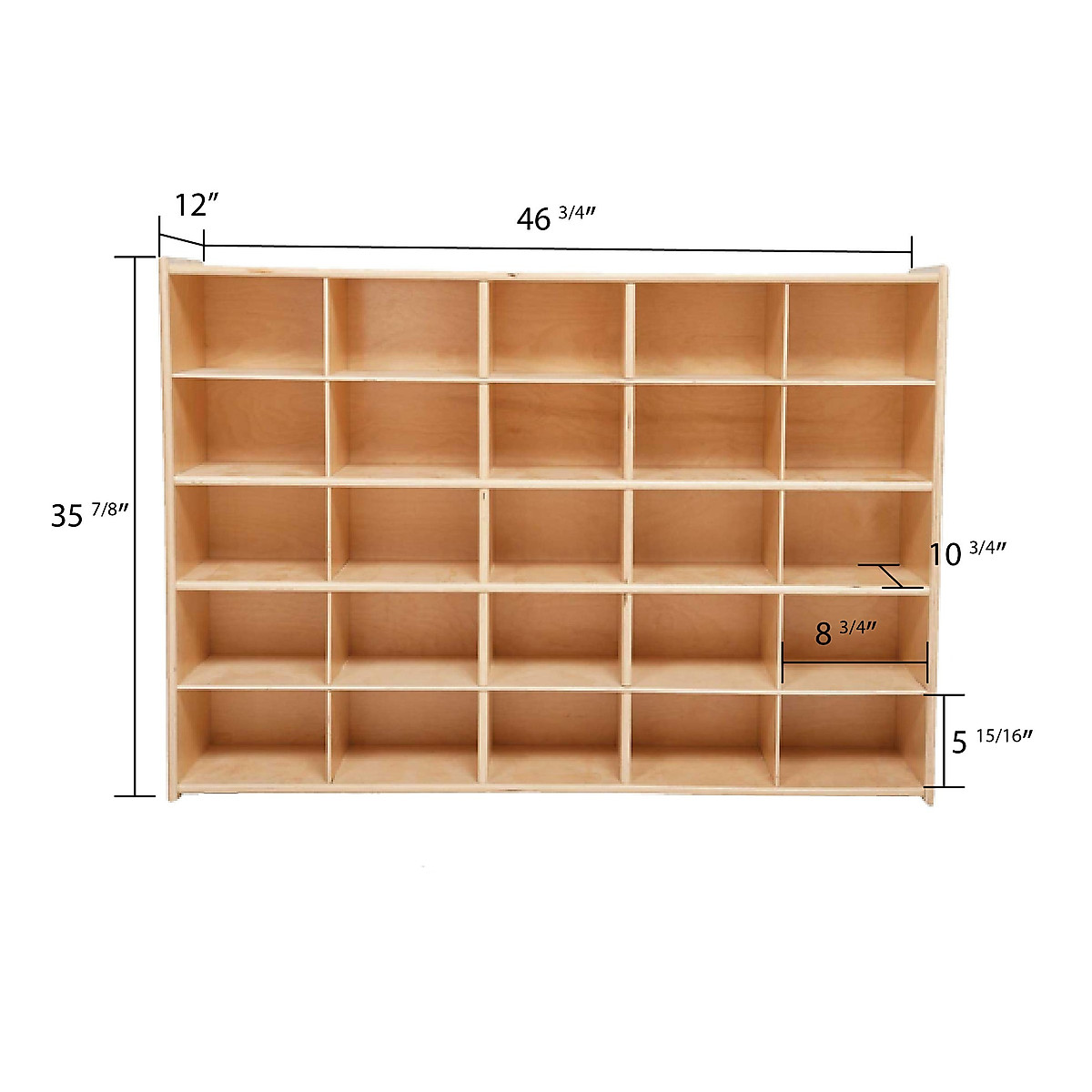 Contender 25 Cubby Birch Plywood Tray Storage Cabinet, Office and Homeschool Organizer for Toys, Books, Art and Craft Supplies, Greengaurd Gold Certified