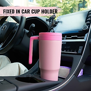 Fijinhom 40 oz Tumbler with Handle and Straw, Triple Layer Insulated Stainless Steel Water Bottle with Infuser, Travel Tumbler Fit Most Cupholder, Gifts for Women & Men, Pink