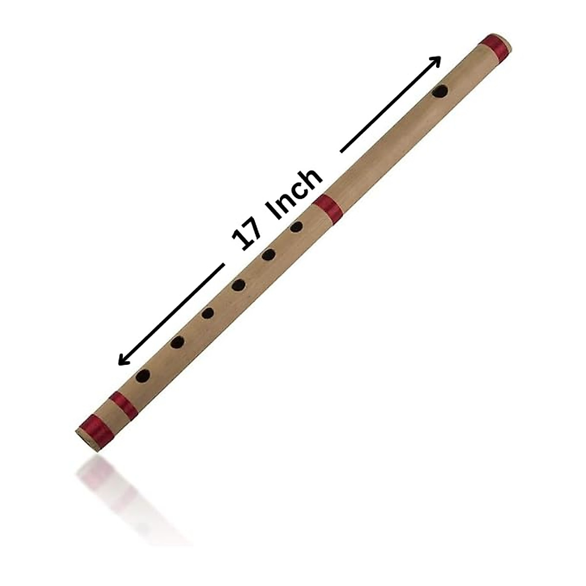 17 Inch Authentic Indian Wooden Bamboo Flute in 'A' Key Fipple Woodwind Musical Instrument Recorder Traditional Bansuri Handcrafted Novelty Decoratives & Collectibles