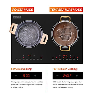 Empava Double/Dual Induction Cooktop 2 Burner, Shatter-proof Flat Glass Top, 18 Levels from 120°F to 460°F, 3 Preset Mode, Bulit-in/Countertop, 110~120 Volt Plug in Electric Stove for Kitchen, RV