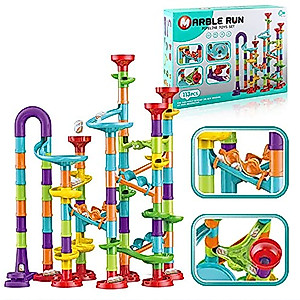 Fun Toys X 113 Pcs Marble Run Compact Set, Construction Building Blocks Toys, STEM Learning Toy, Educational Building Block Toy for 4 5 6 Year Old Boys Girls Kids(A-052