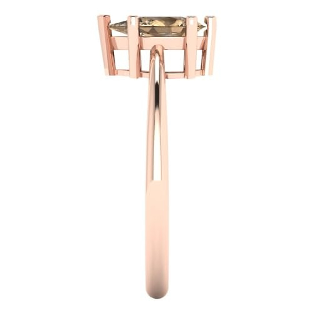 Clara Pucci 1.0 ct Pear Cut Solitaire Brown Champagne Simulated Diamond Bridal Designer Anniversary Engagement Ring Real 14k Rose Gold