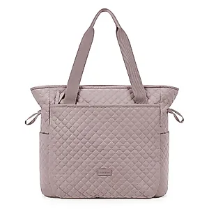 BAGSMART 25L Quilted Tote Bag Large Shoulder Bag with Top Handle for Women, Machine Washable Work Travel Handbag